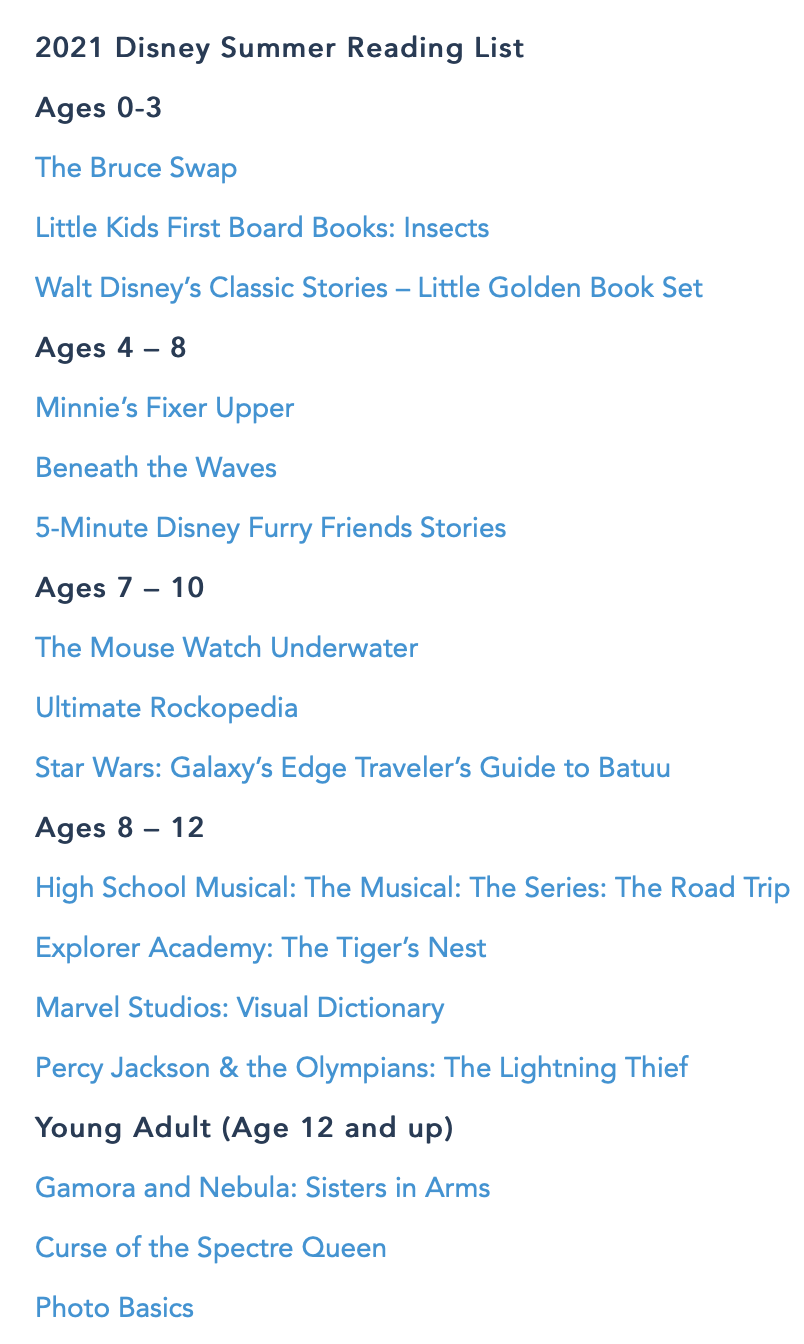 Disney Announces Their 2021 Summer Reading List - AllEars.Net