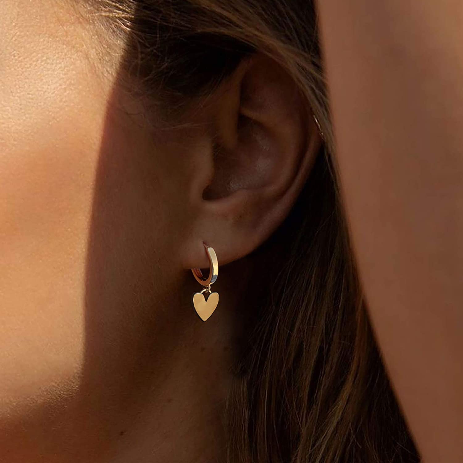 Gold Dainty Dangle Hoop Earrings for Women Small Huggie Hoop with Cubic ...