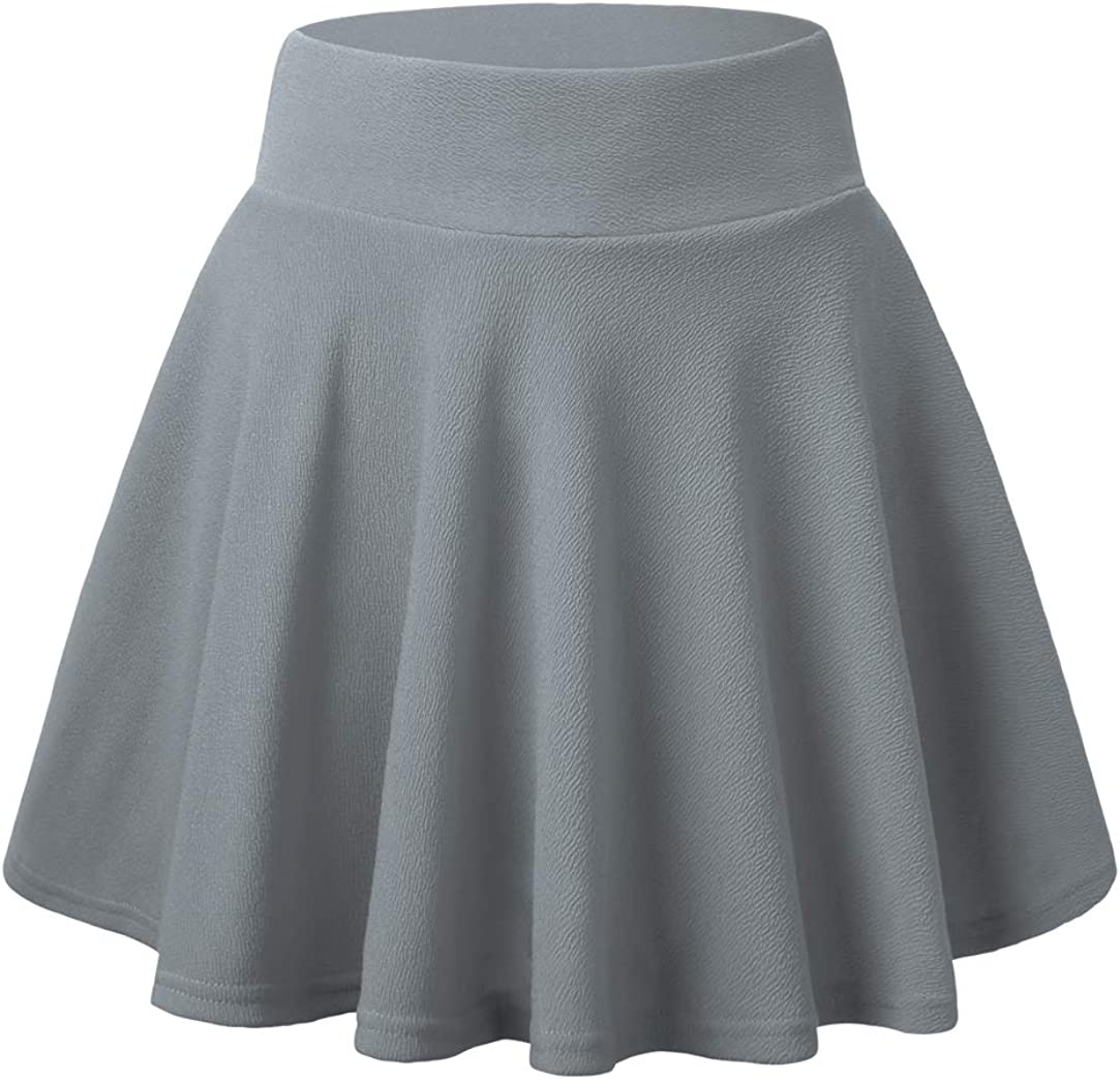 DJT FASHION Women's Casual Stretchy Flared Pleated Mini Skater Skirt ...