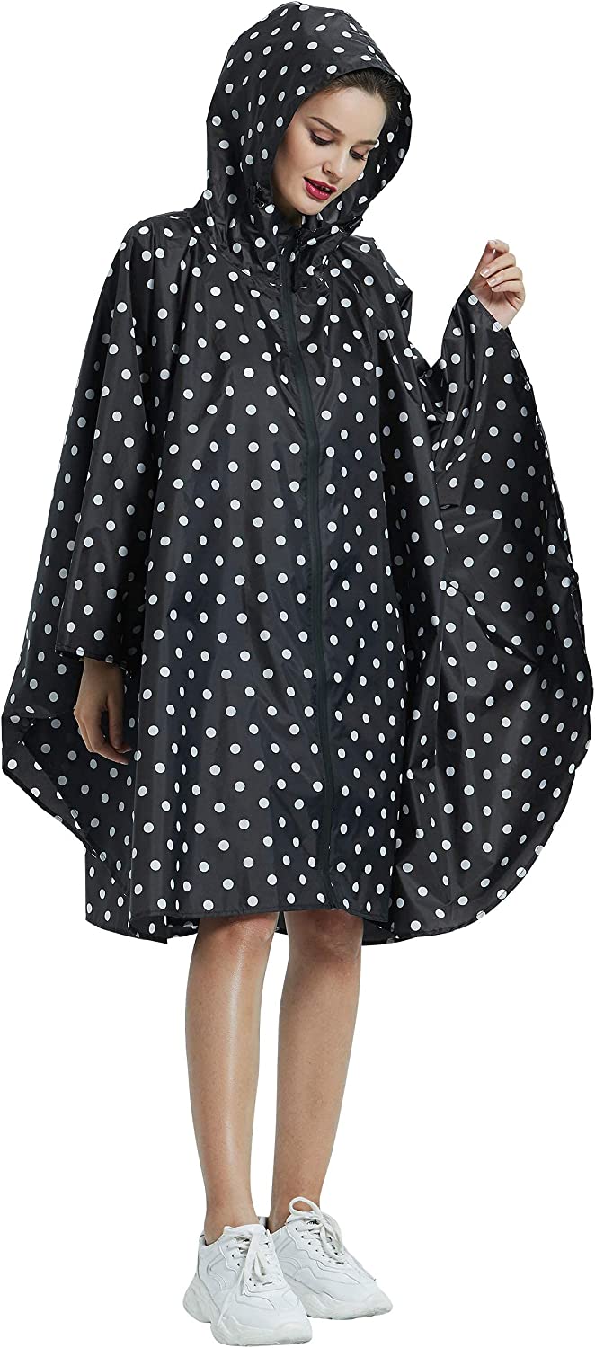 Rain Poncho Jacket Coat Hooded Zipper Style for Women/Men/Adult with ...