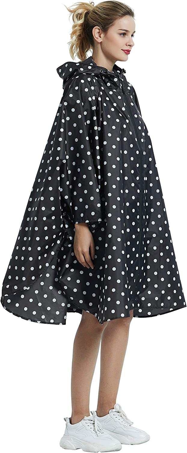 Rain Poncho Jacket Coat Hooded Zipper Style for Women/Men/Adult with ...