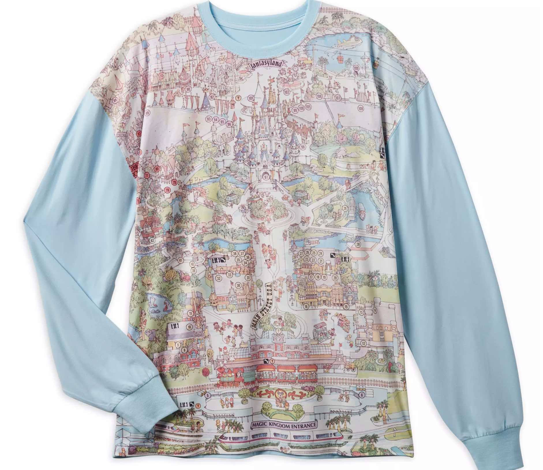 2022 Walt Disney World 50th Anniversary Map Long Sleeve T-Shirt ...