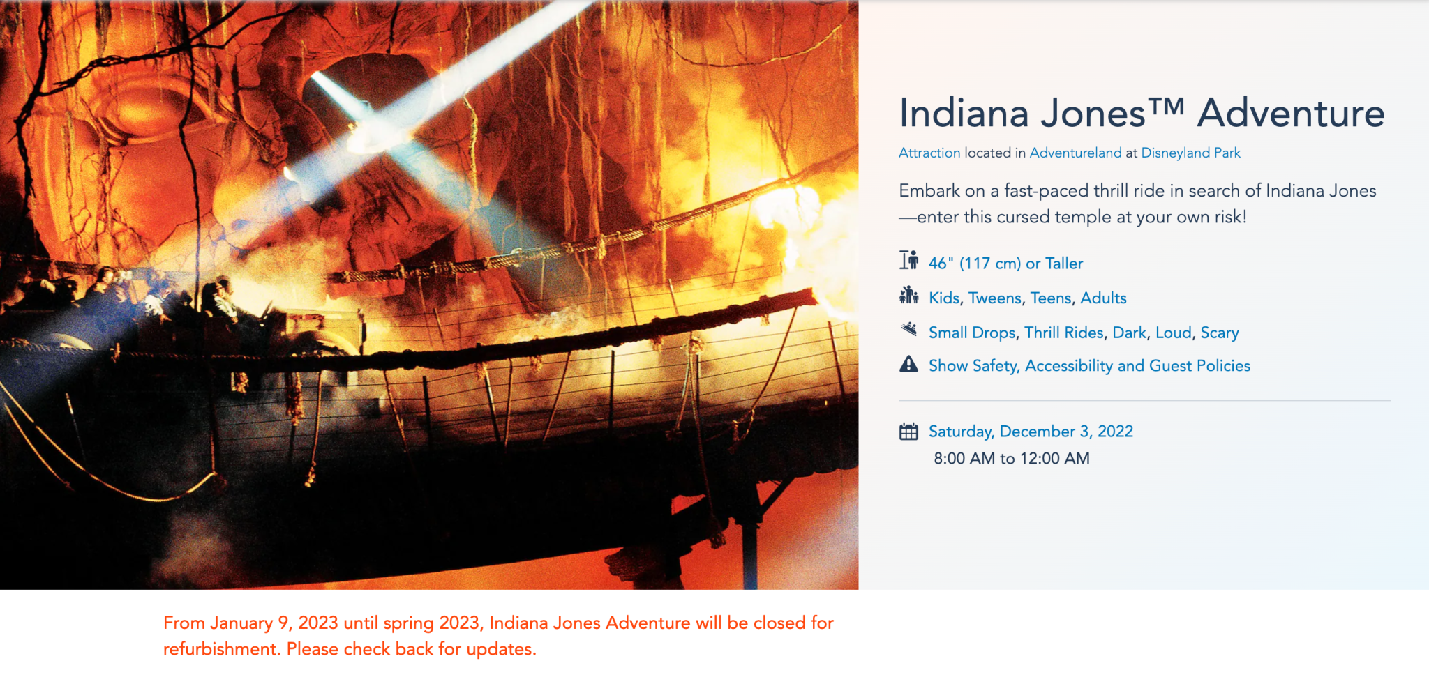 2022 Indiana Jones Adventure Closure - AllEars.Net