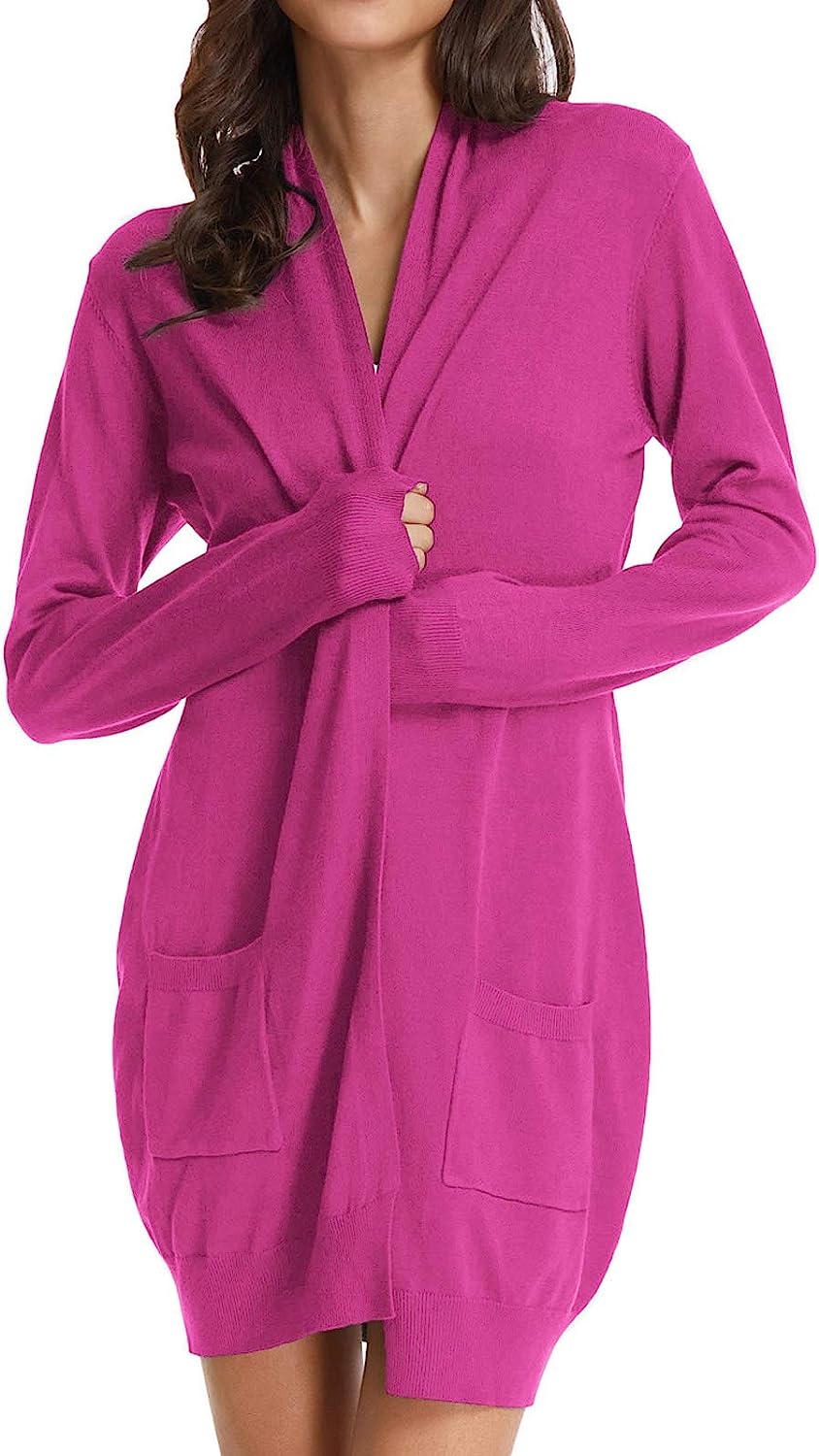 GRACE KARIN Essential Solid Open Front Long Knited Cardigan Sweater for ...