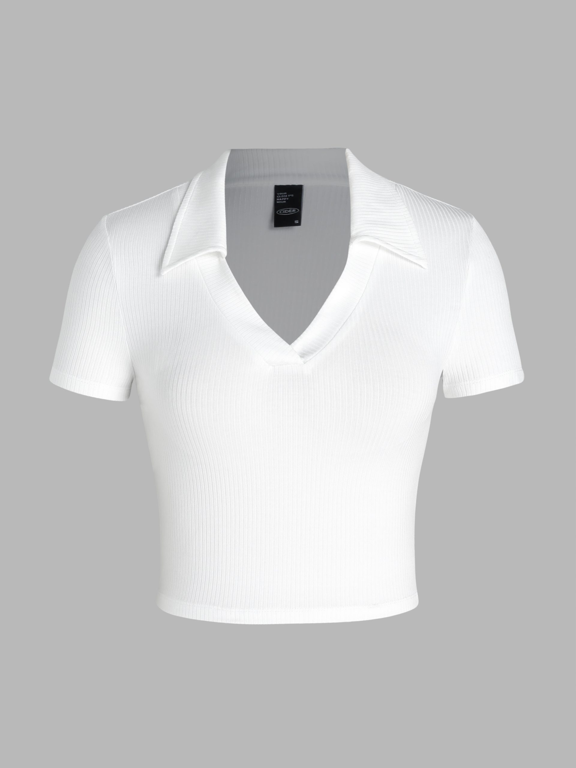Solid V-neck Collar Short Sleeve Tee - AllEars.Net