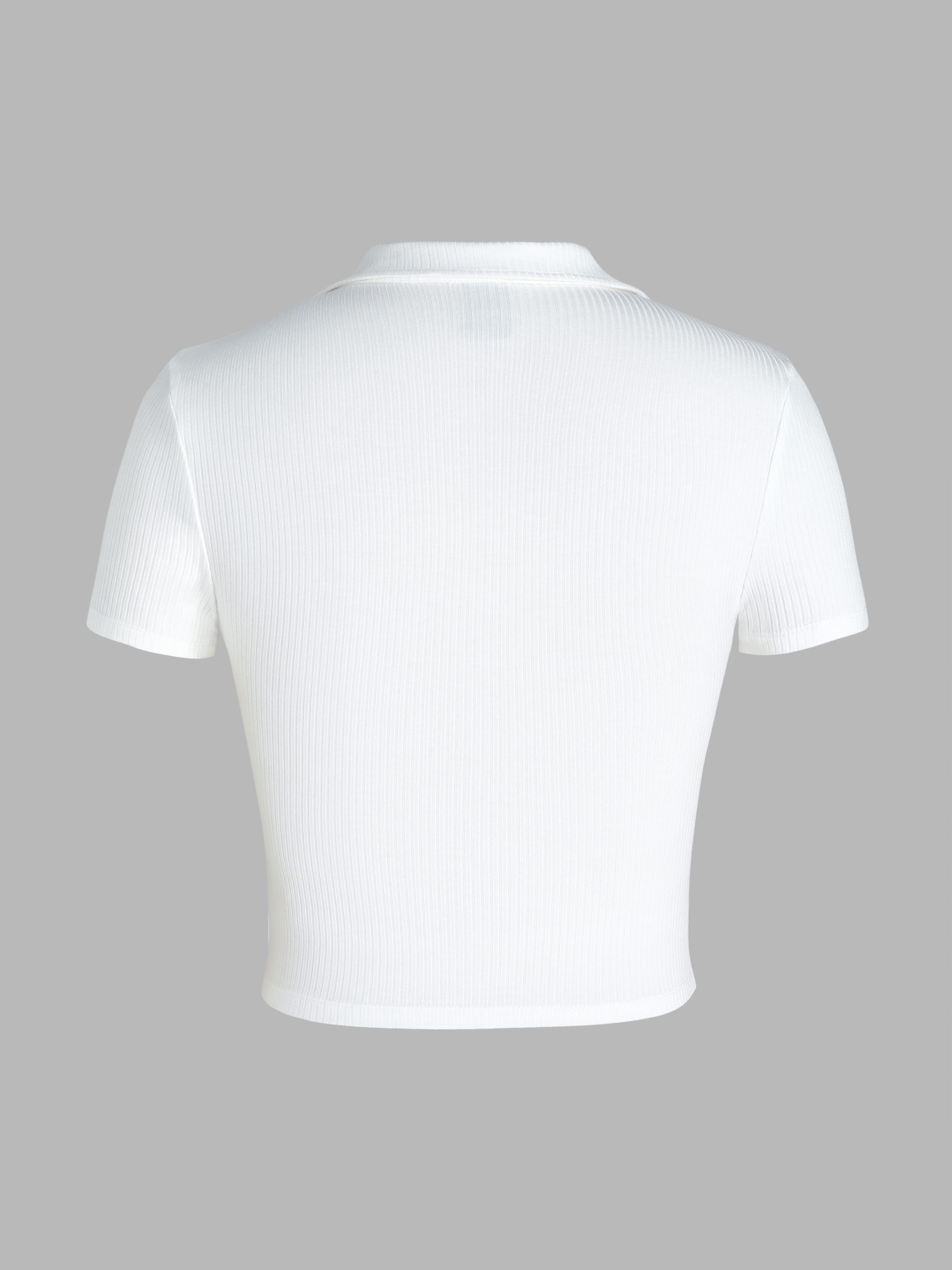 Solid V-neck Collar Short Sleeve Tee - AllEars.Net