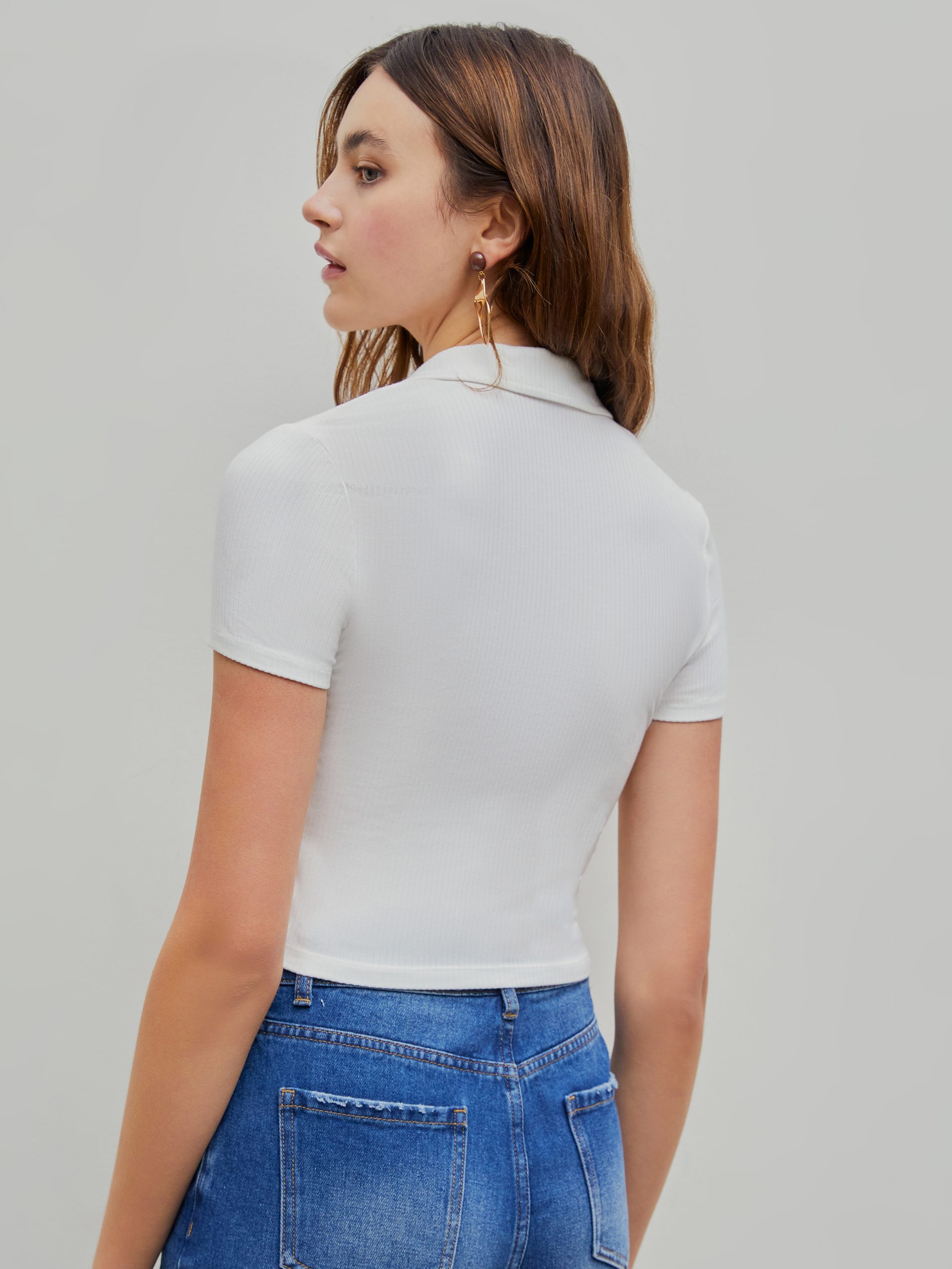 Solid V-neck Collar Short Sleeve Tee - AllEars.Net
