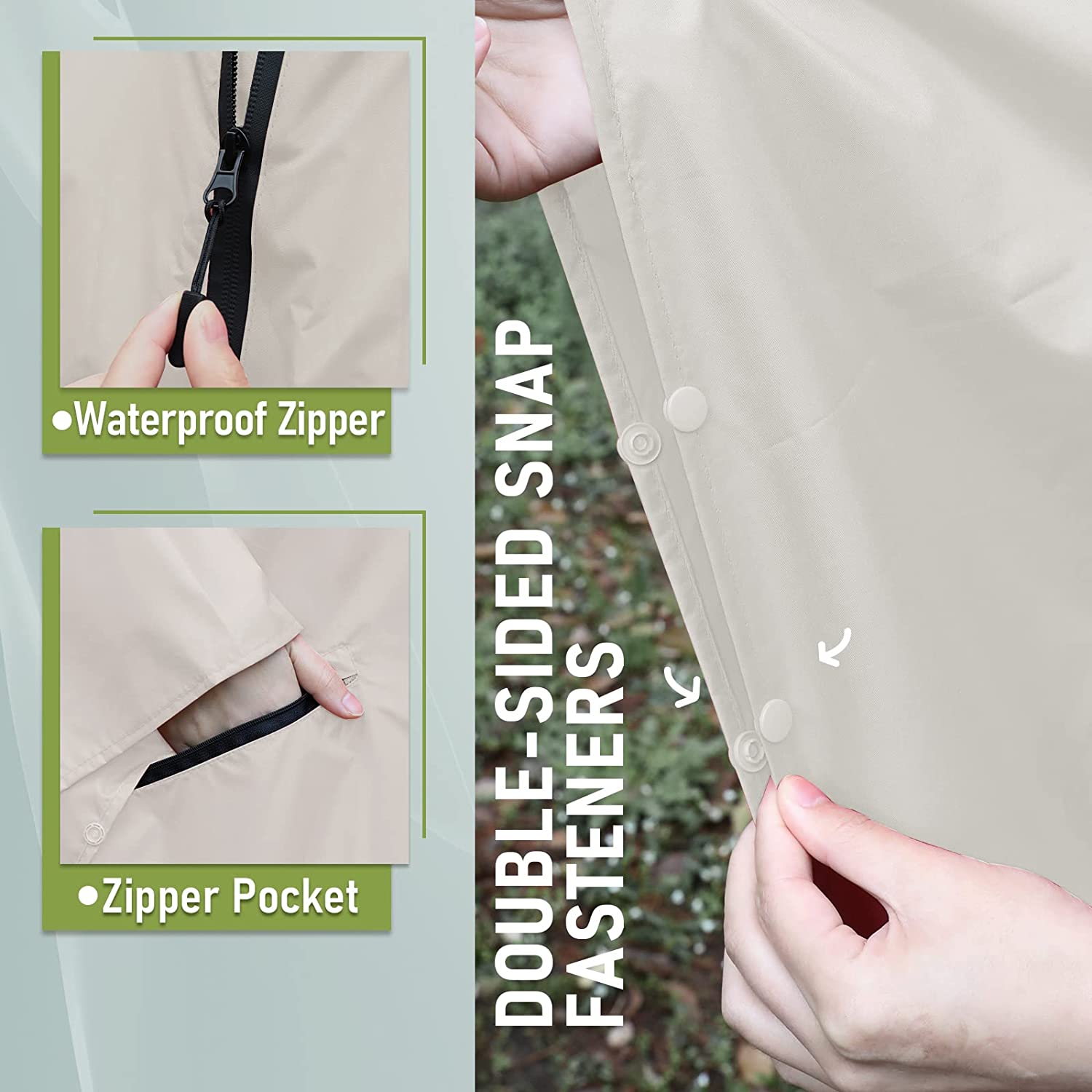 SaphiRose Rain Poncho Jacket Coat Hooded for Adults with Pockets ...