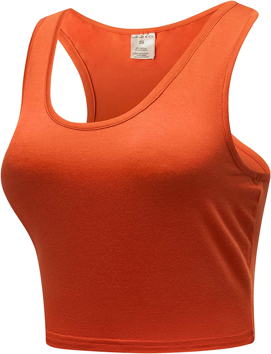 OThread & Co. Women's Basic Crop Tops Stretchy Casual Scoop Neck ...