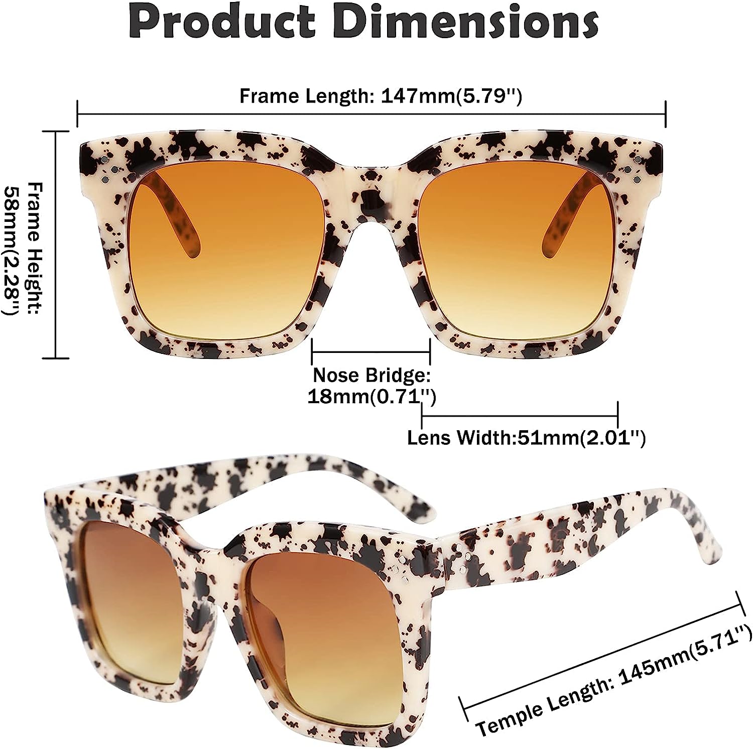Feisedy Vintage Oversized Square Sunglasses Womens Trendy Luxury Big