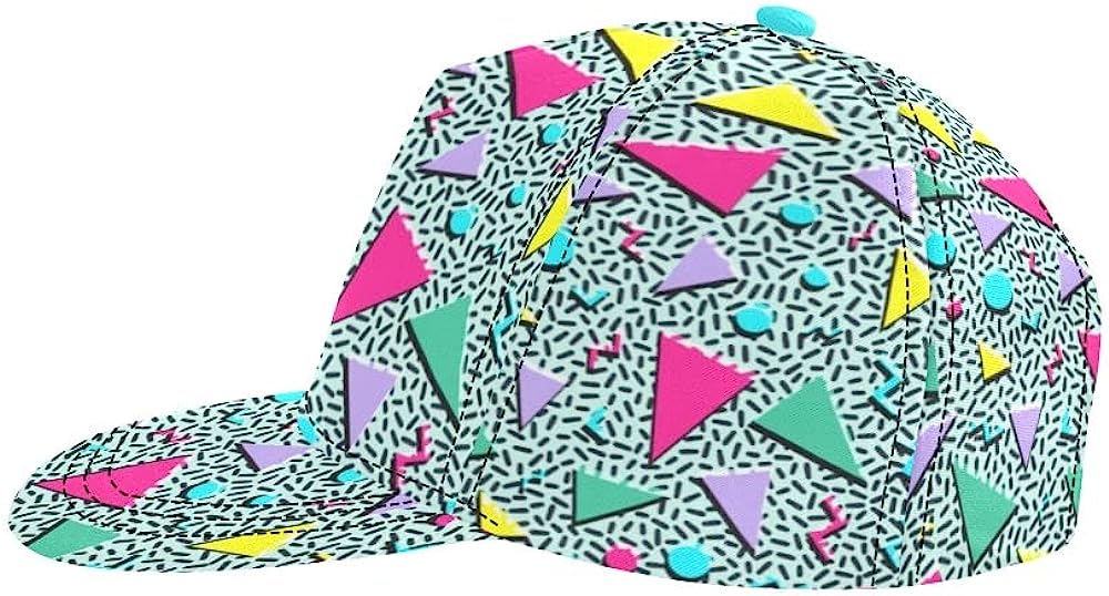 Original Memphis 80s or 90s Flat Bill Baseball Cap for Women Teens, 3D ...