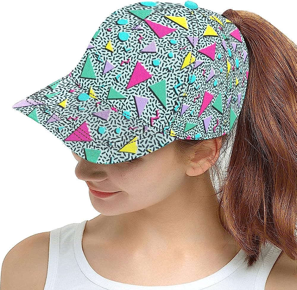 Original Memphis 80s or 90s Flat Bill Baseball Cap for Women Teens, 3D ...