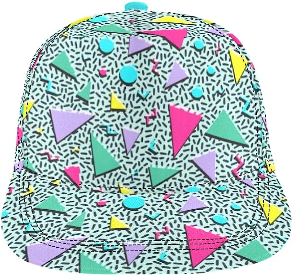 Original Memphis 80s or 90s Flat Bill Baseball Cap for Women Teens, 3D ...