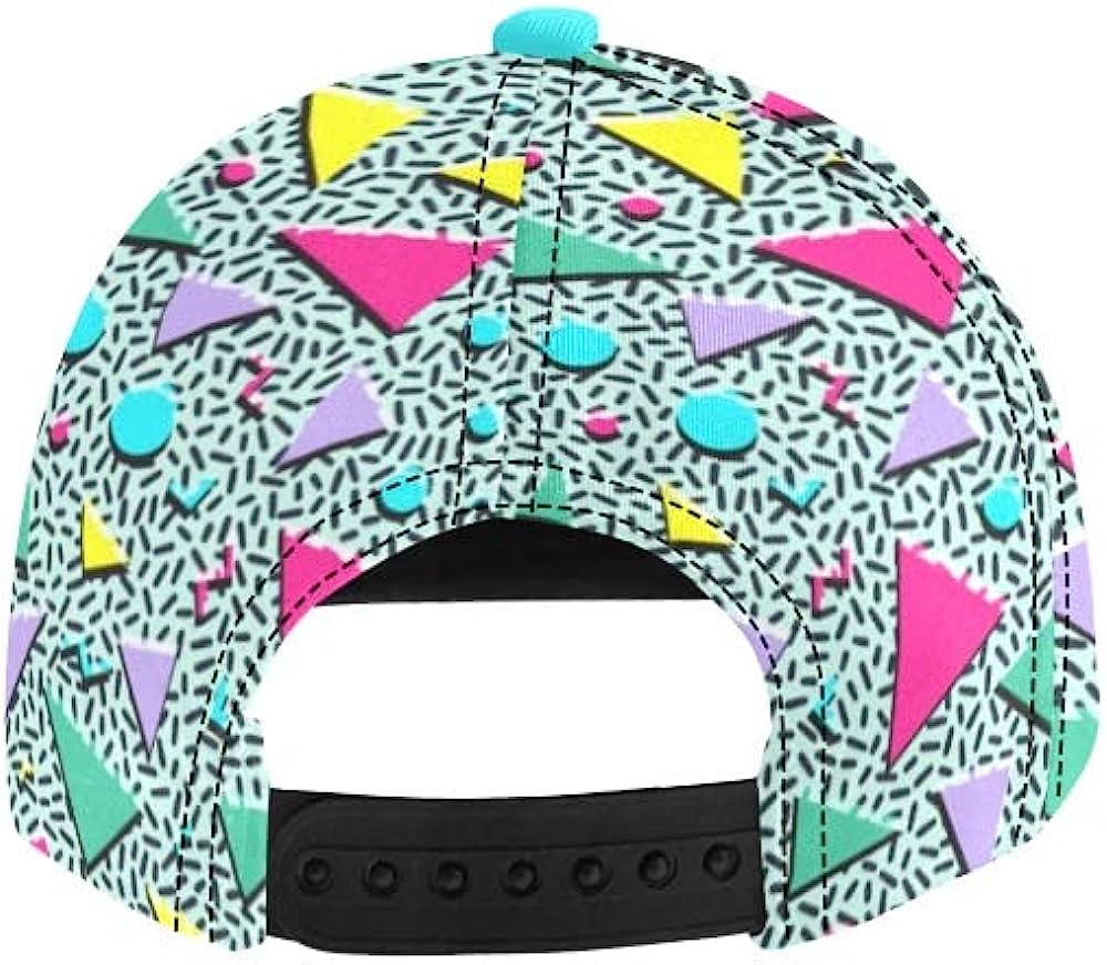 Original Memphis 80s or 90s Flat Bill Baseball Cap for Women Teens, 3D ...