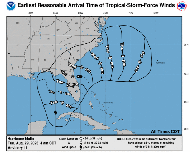 2023-noaa-hurricane-center-idalia-august-29-5am-wind-arrival - AllEars.Net