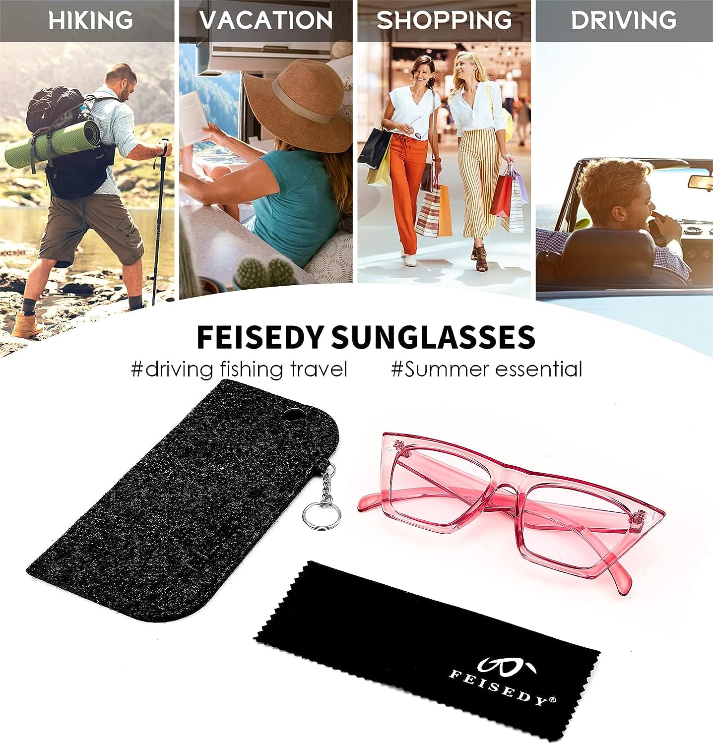Feisedy Vintage Square Cat Eye Sunglasses Women Trendy Cateye