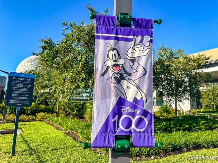 2023 wdw epcot disney100 100th anniversary banners goofy - AllEars.Net