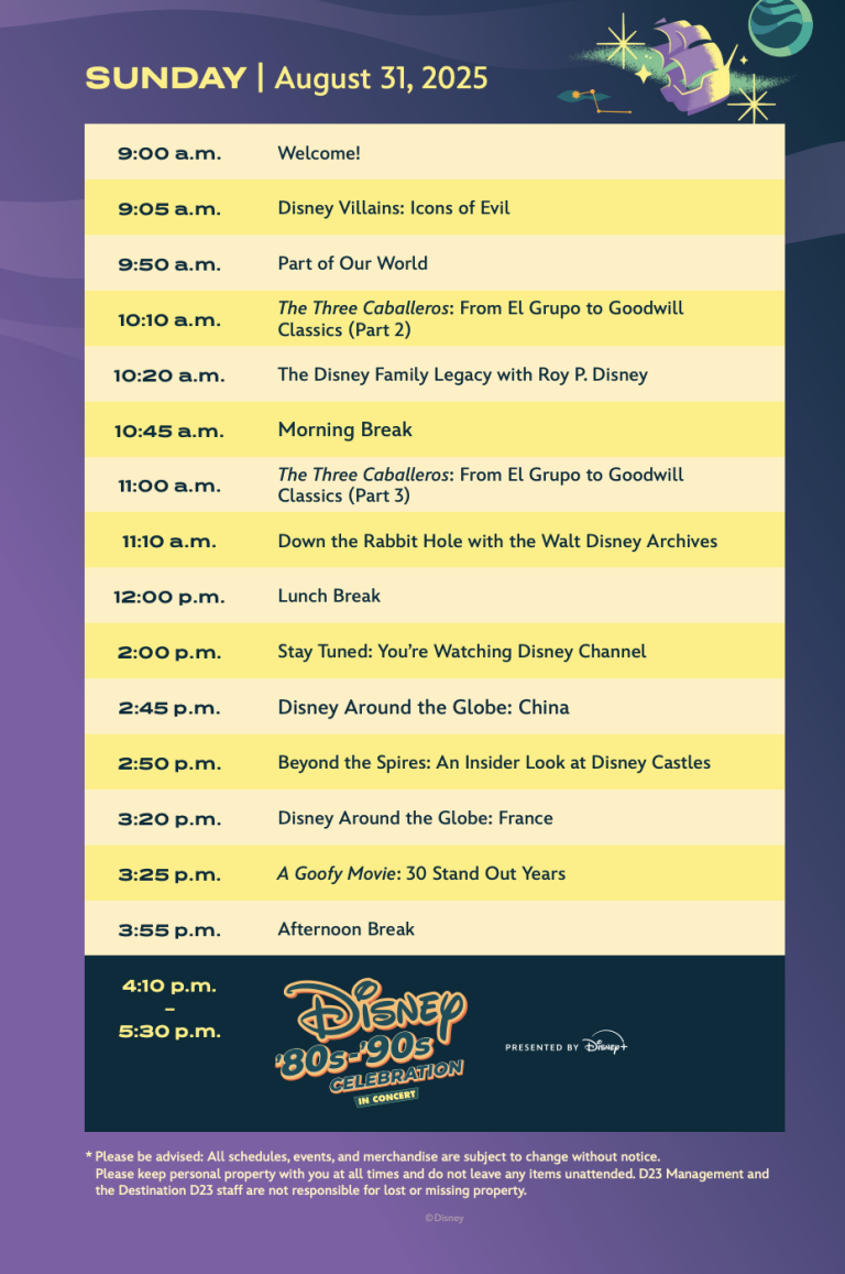 Full Panel Schedule CONFIRMED for Destination D23 at Disney World ...